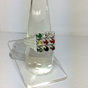 925 Sterling Silver Navratan Ring Studded Precious Nine Planet ...