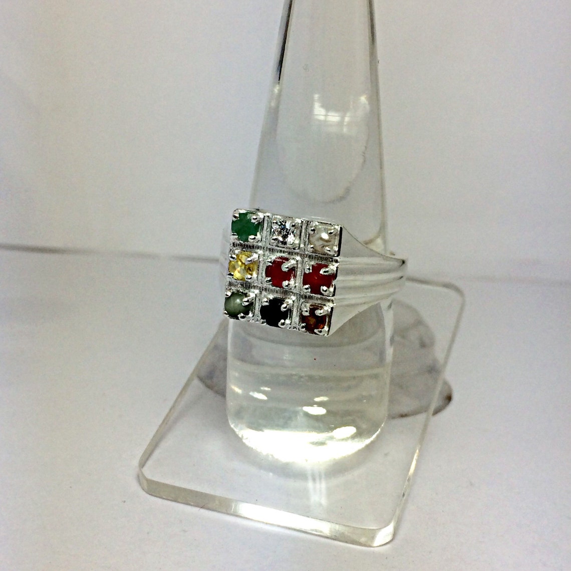 925 Sterling Silver Navratan Ring Studded Precious Nine Planet - Etsy