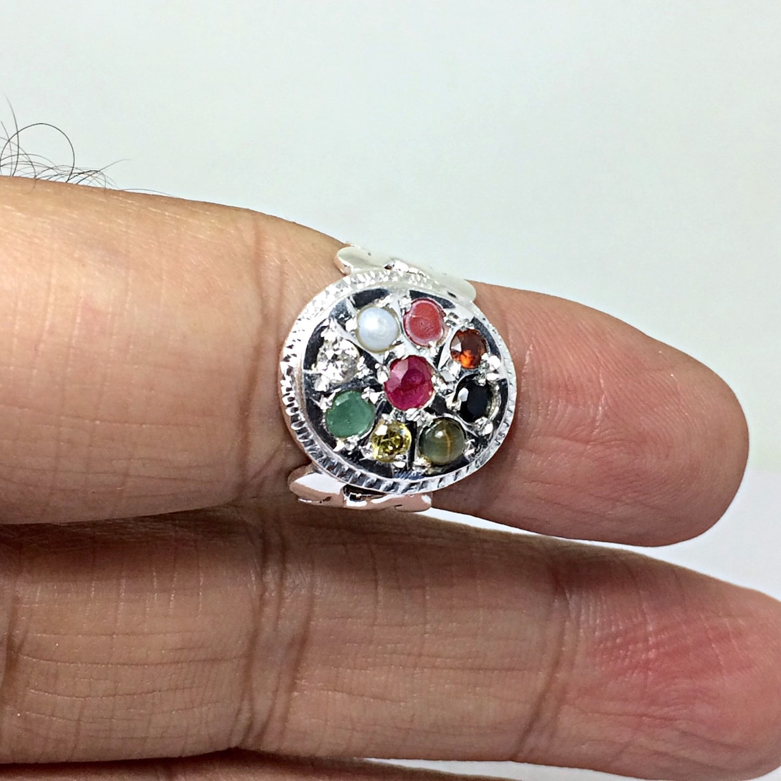 925sterling Silver Navratna Stone Ring Studded Precious Nine | Etsy