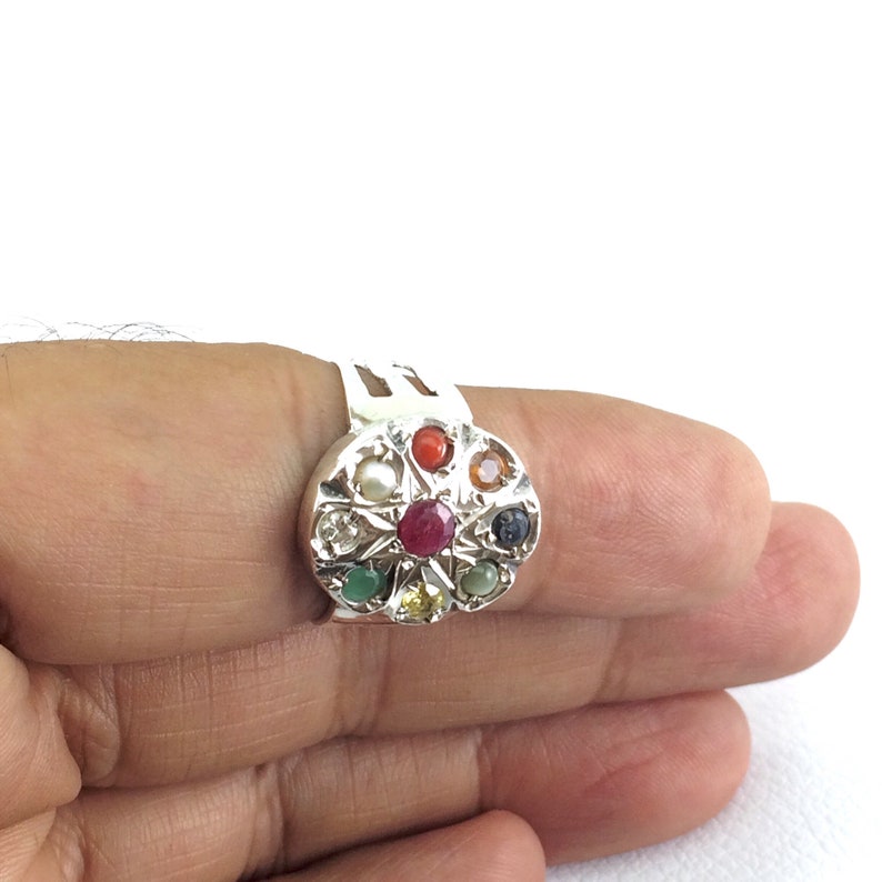 925 Sterling Silver Navratan Ring Studded Precious Nine Planet | Etsy