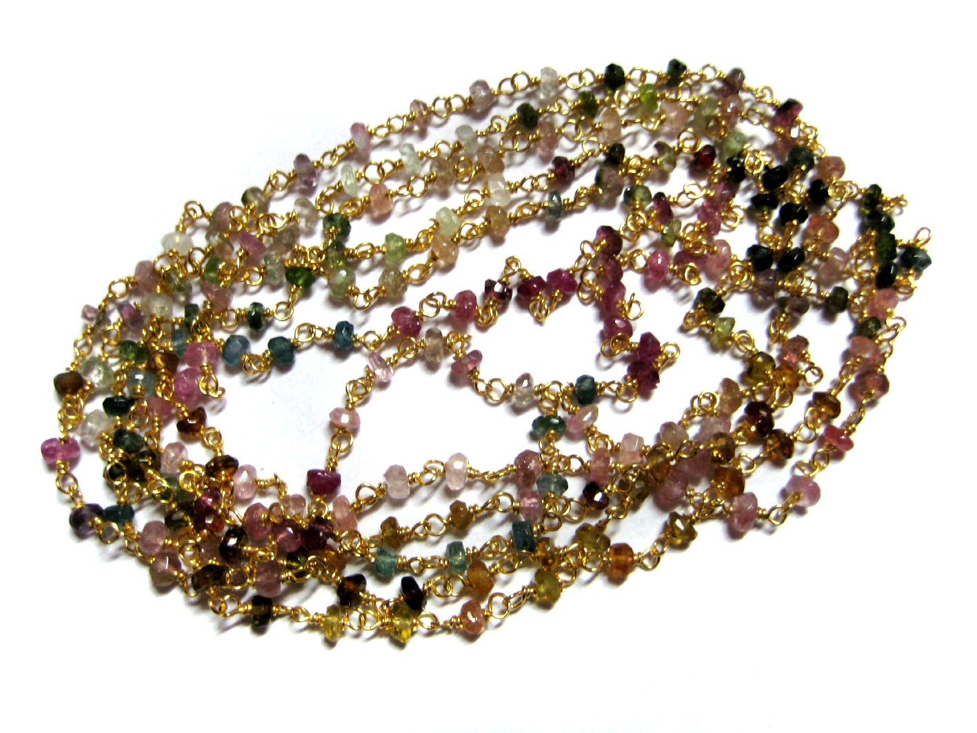 Gold Plated Gemstone Beaded Chain Multi Colour Gemstone - Etsy