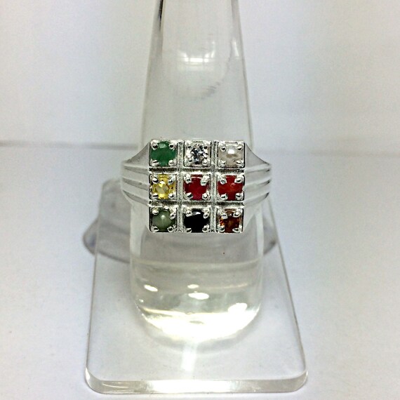 925 Sterling Silver Navratan Ring Studded Precious Nine Planet - Etsy