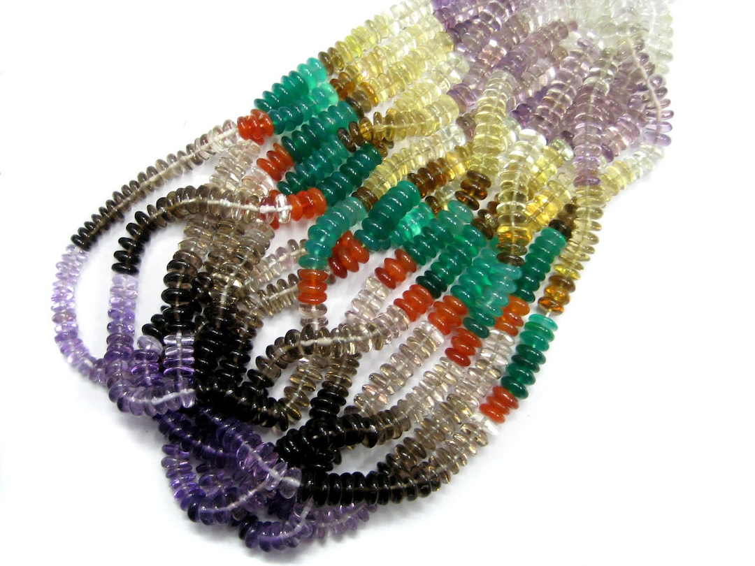 7 Inches Long Strand of High Quality Multi Colour Gemstones Beads Plain ...