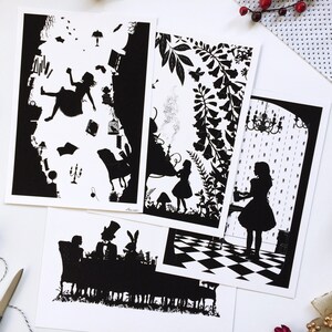 Alice in Wonderland- Tumble Down the Rabbit Hole Silhouette Black and ...