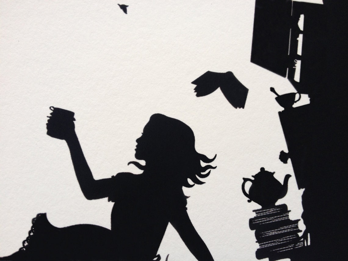 Alice in Wonderland Tumble Down the Rabbit Hole Silhouette - Etsy