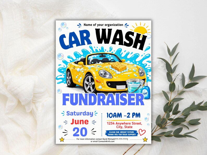 Editable Car Wash Fundraiser Flyer Template: School Fundraising ...