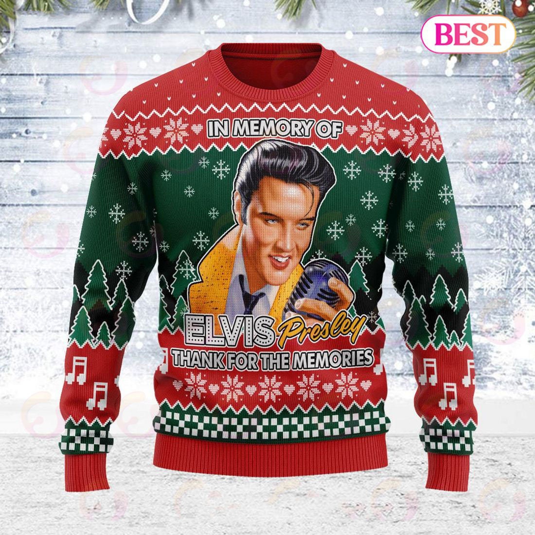 Elvis Presley King Of Rock Thank You Love Ugly Christmas Knitted ...