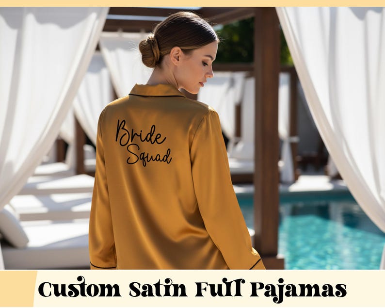 Personalized Satin Long Pajamas Set | Bridal Party Pjs | Gift for Her ...