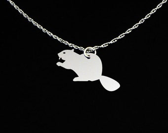 Tiny Beaver Pendant / Necklace - Sterling Silver - Etsy