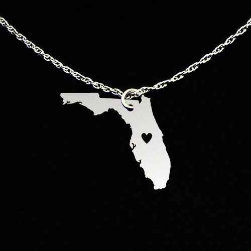 Florida Map Necklace Florida Map Pendant Vacation or Travel | Etsy