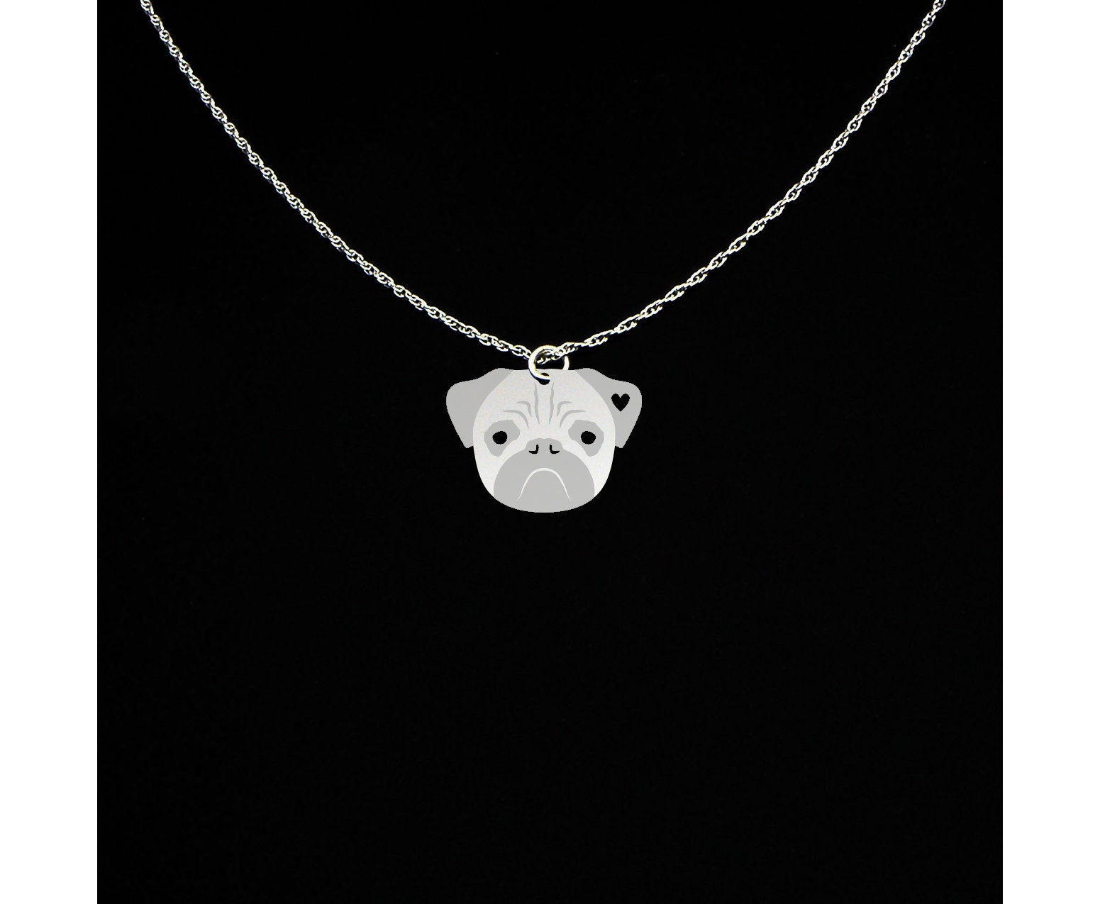 Pug Necklace Pug Jewelry Pug Gift Sterling Silver Dog | Etsy