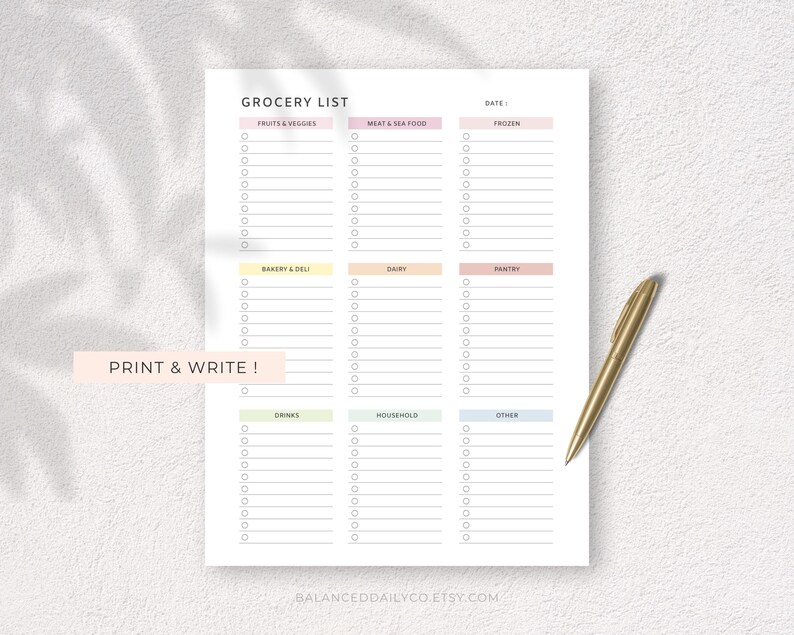 Fillable Grocery List Printable Editable Shopping List PDF Weekly ...