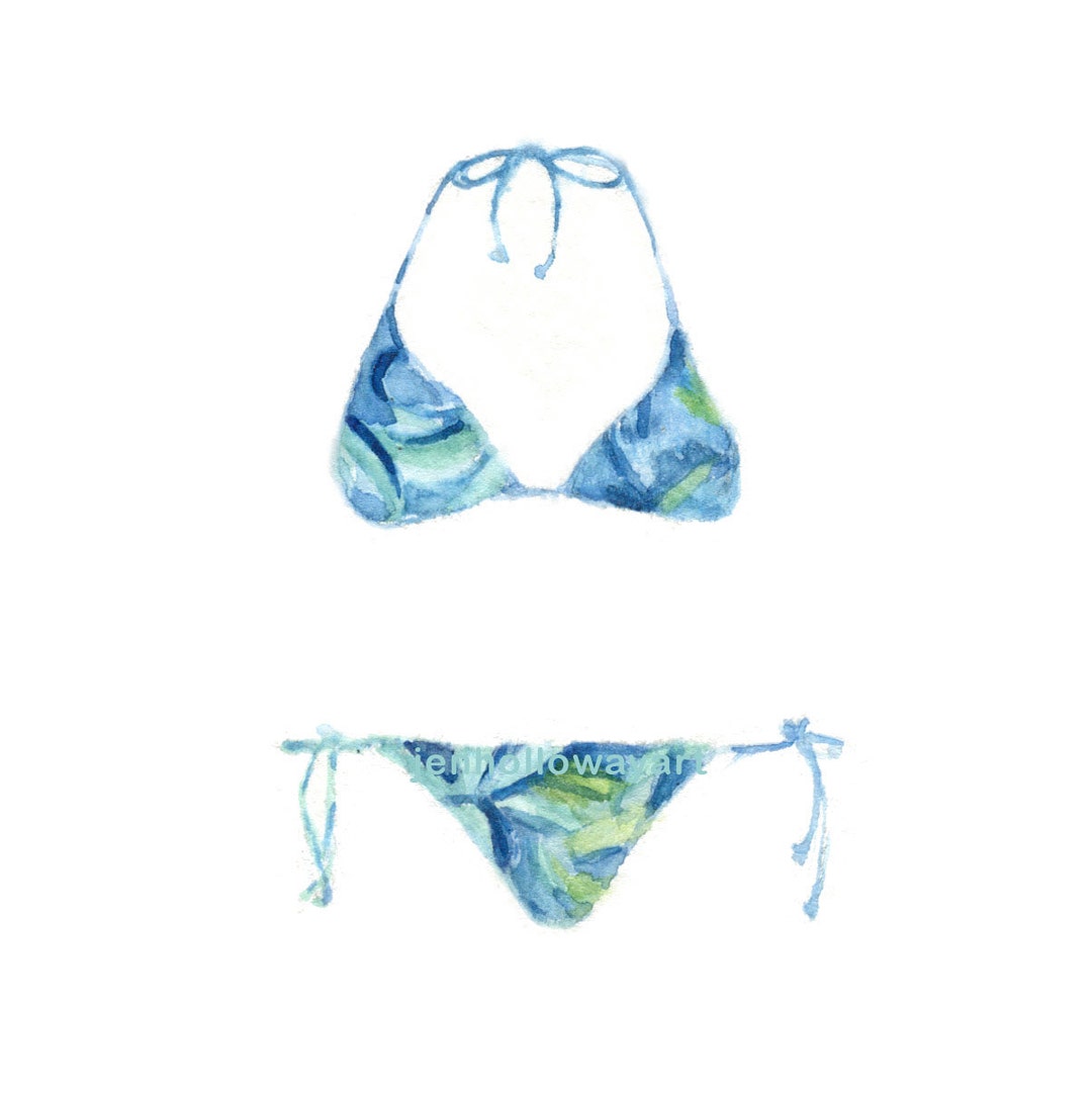 Watercolor Bikini, Blue Bikini Print, Pucci Bikini Print, Vintage Blue ...