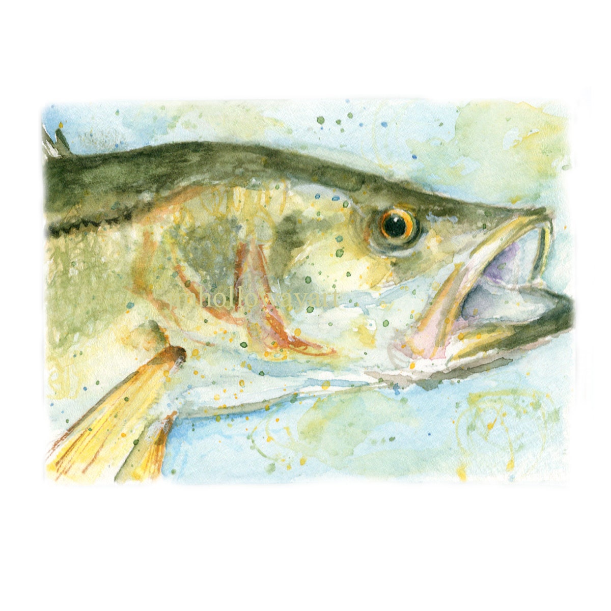 For Him, Watercolor Snook, Snook Print, Snook Profile Print, Fishing ...