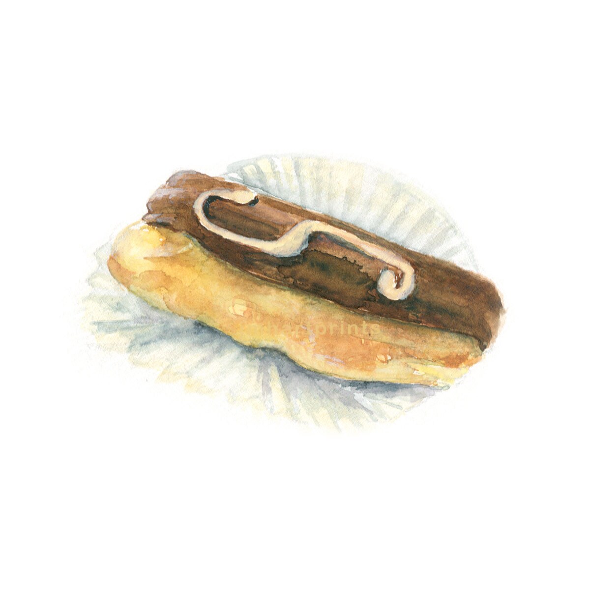 Watercolor Eclair Eclair Print Chocolate Eclair Print | Etsy