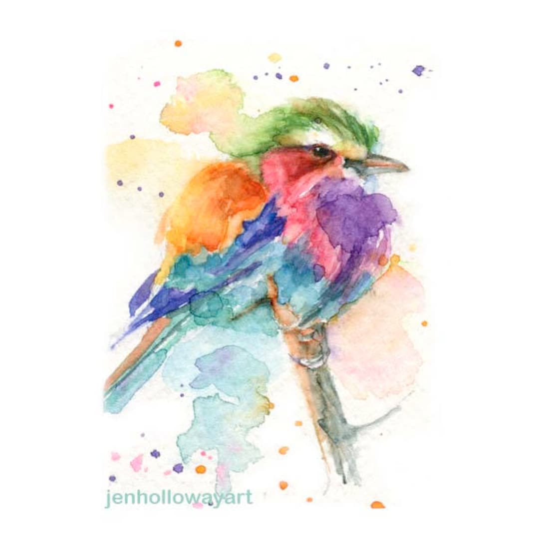 Watercolor Bird, Lilac Roller Print, Colorful Bird Print, Bird Art ...