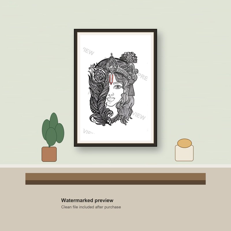 Krishna Drawing Mandala - Etsy