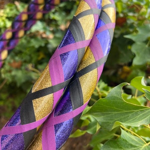 Royalty Dance & Exercise Hula Hoop COLLAPSIBLE Push Button Gold Purple ...
