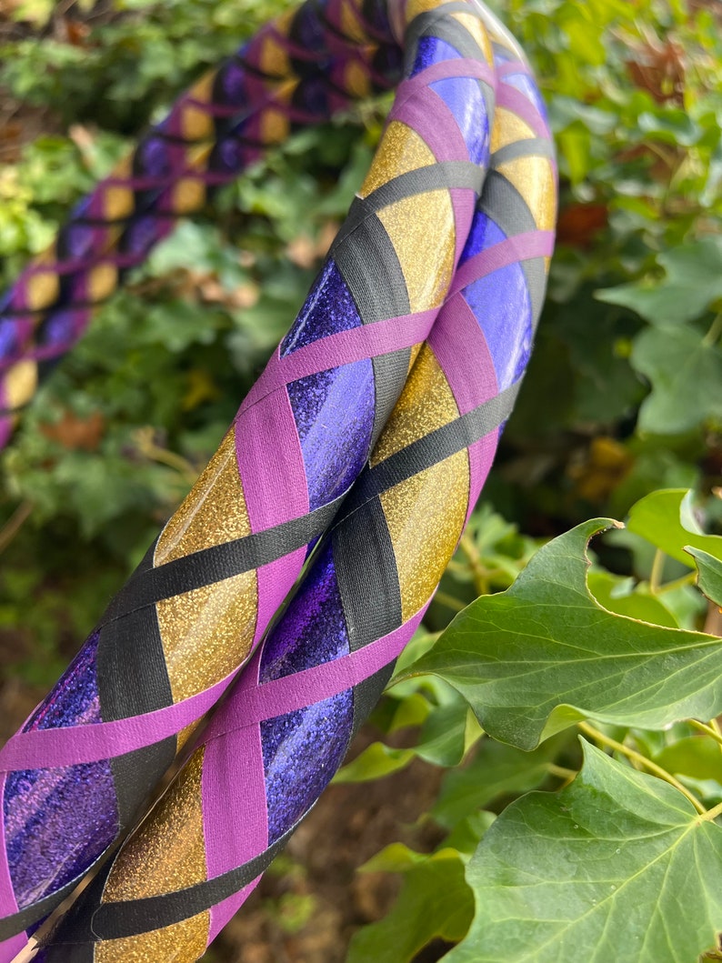 Royalty Dance & Exercise Hula Hoop COLLAPSIBLE Push Button Gold Purple ...