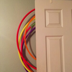 5 Hula Hoop Organizer - Over the Door Polypro HDPE PE Hoop Rack - White ...