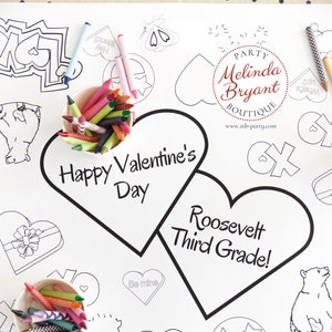 Valentines Day Decor Coloring Page Table Runner Teachers Classroom ...