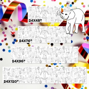 Party Animal Coloring Page Round Table Cover Paper or Runner ...