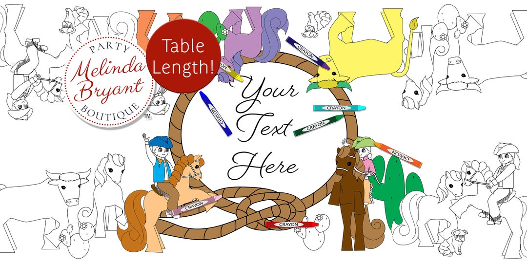 First Rodeo Coloring Tablecloth Personalized Paper Table Runner Wild ...