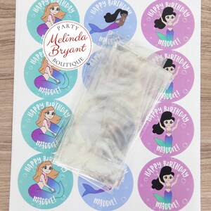 Personalized Mermaid Themed 2.5 Inch Stickers Under the Sea Birthday ...