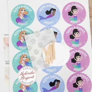 Personalized Mermaid Themed 2.5 Inch Stickers Under the Sea Birthday ...