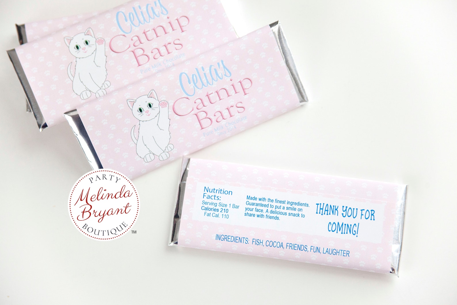 Personalized Kitty Cat Candy Bar Wrappers Printed on Glossy | Etsy