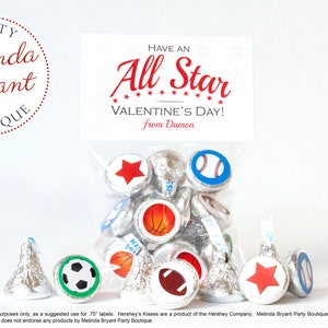 Sports Themed Personalized Valentine Card Sticker Kits for Candy Boy or ...