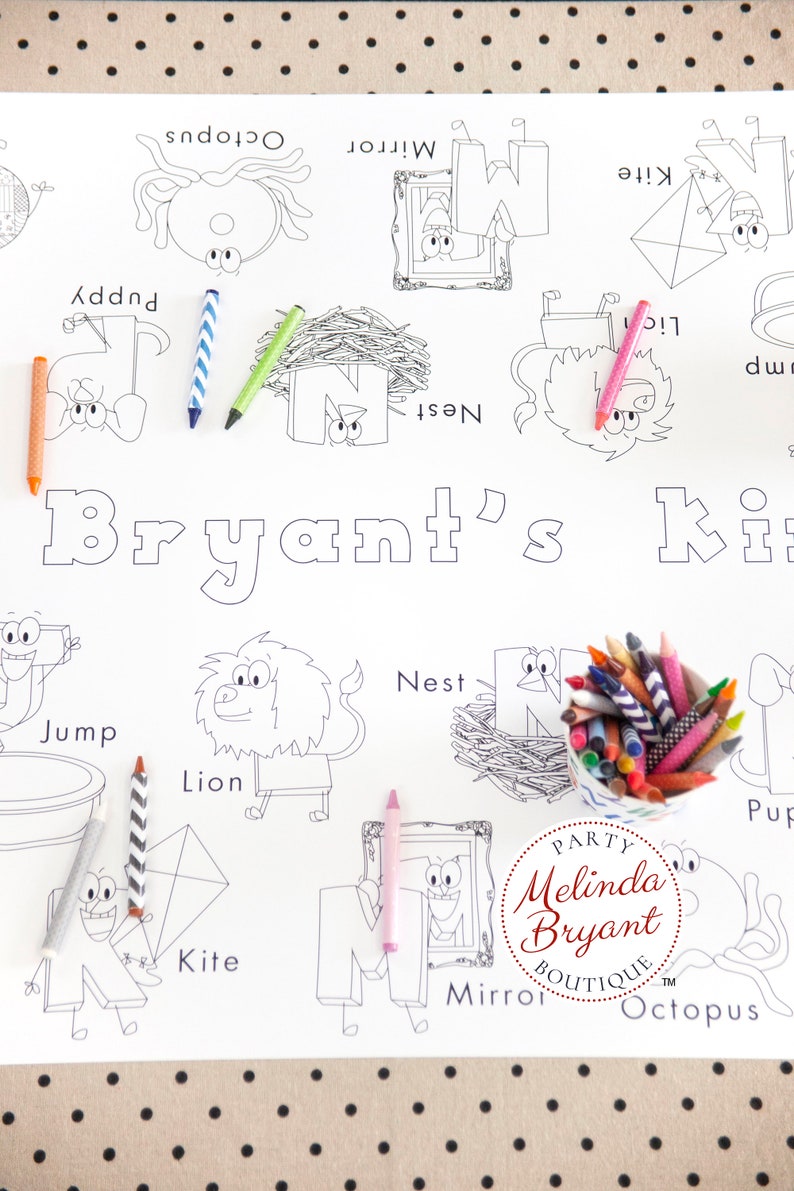 ABC Themed Personalized Alphabet Coloring Table Runner | Etsy