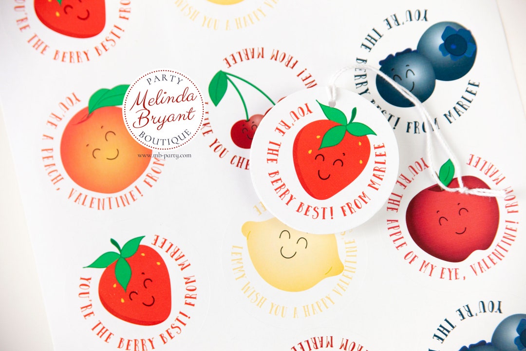 Personalized Valentine Gift Tags for Children Farmers Market Fruit ...