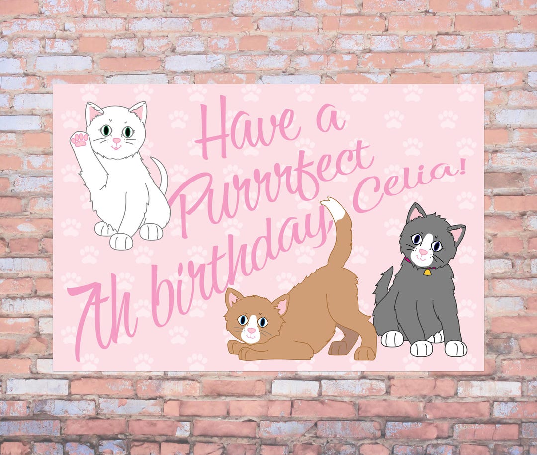 Personalized Kitten Birthday Poster: Matte Paper or Polypropylene Print ...