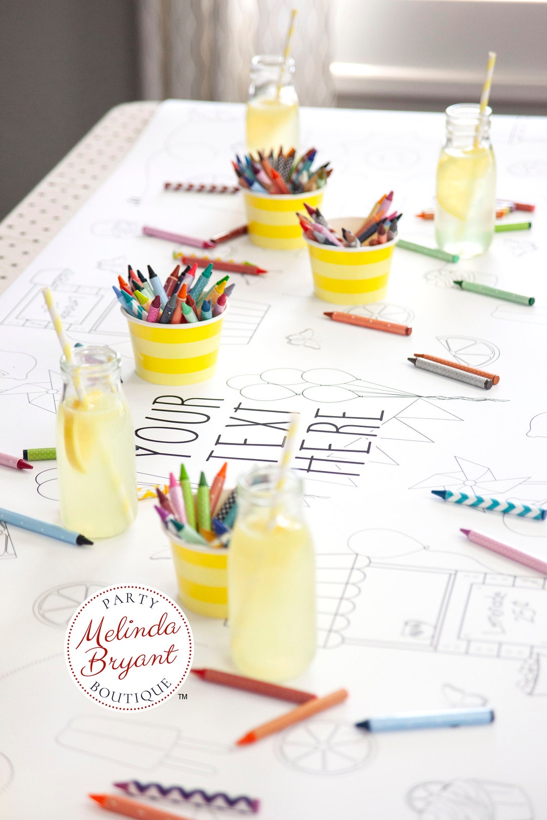 Summer Lemonade Stand Birthday Party Personalized Coloring Tablecloth ...