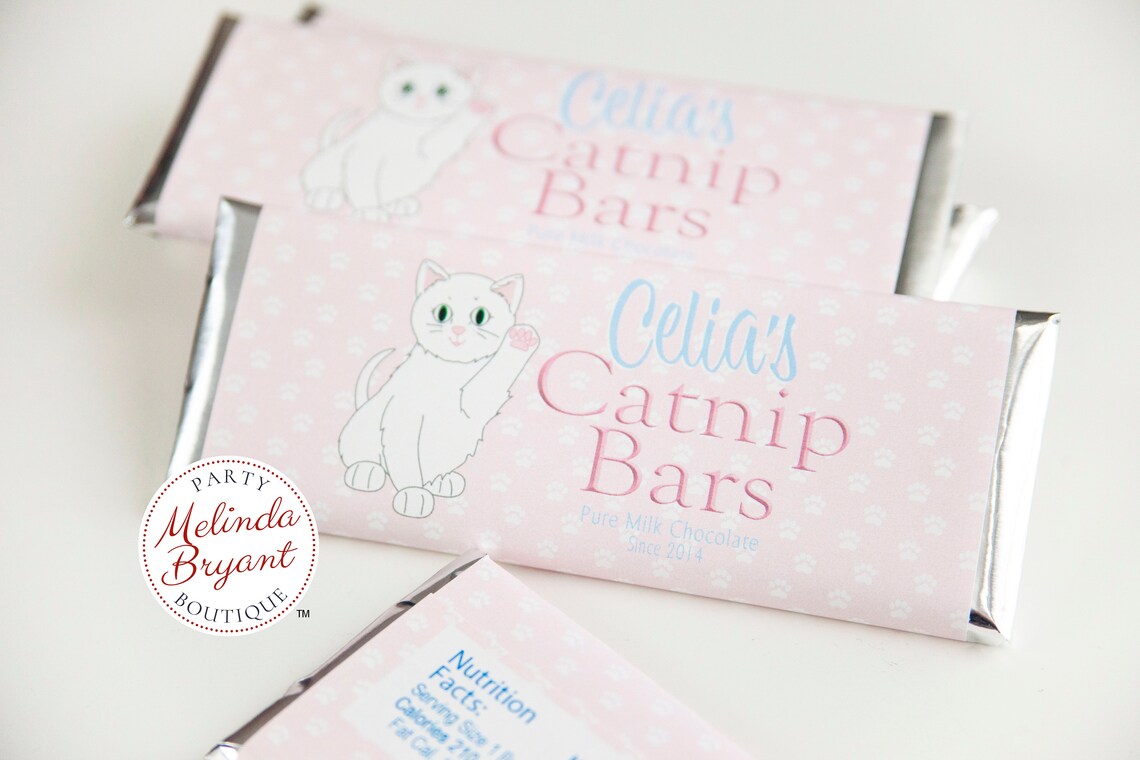 Personalized Kitty Cat Candy Bar Wrappers Printable Custom Text Fun for ...