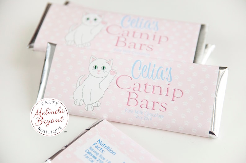 Personalized Kitty Cat Candy Bar Wrappers Printed on Glossy | Etsy