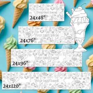 Personalized Ice Cream Birthday Decor Coloring Tablecloth First ...