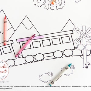 Train Birthday Coloring Page Table Runner First Birthday Decorations ...
