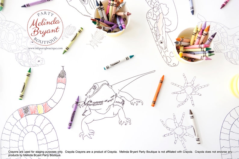 Reptile Party Coloring Tablecloth Snake Birthday Table Runner - Etsy ...