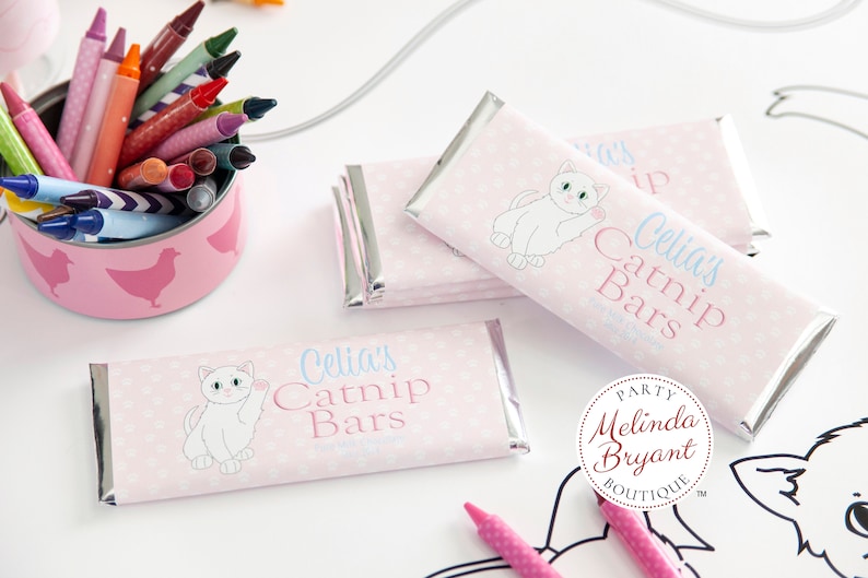 Personalized Kitty Cat Candy Bar Wrappers Printed on Glossy | Etsy