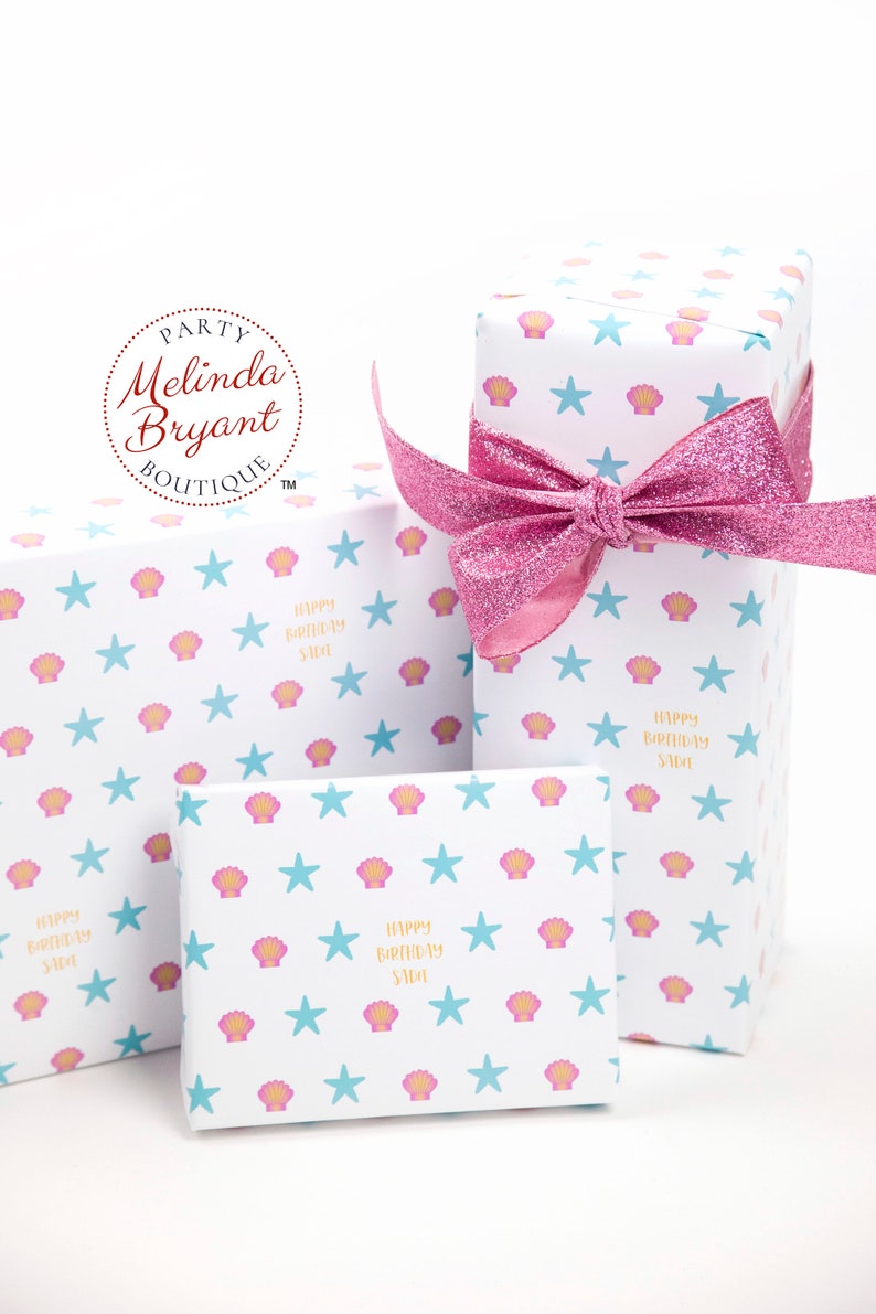 Personalized Ocean Themed Gift Wrap With Starfish and Shells - Etsy