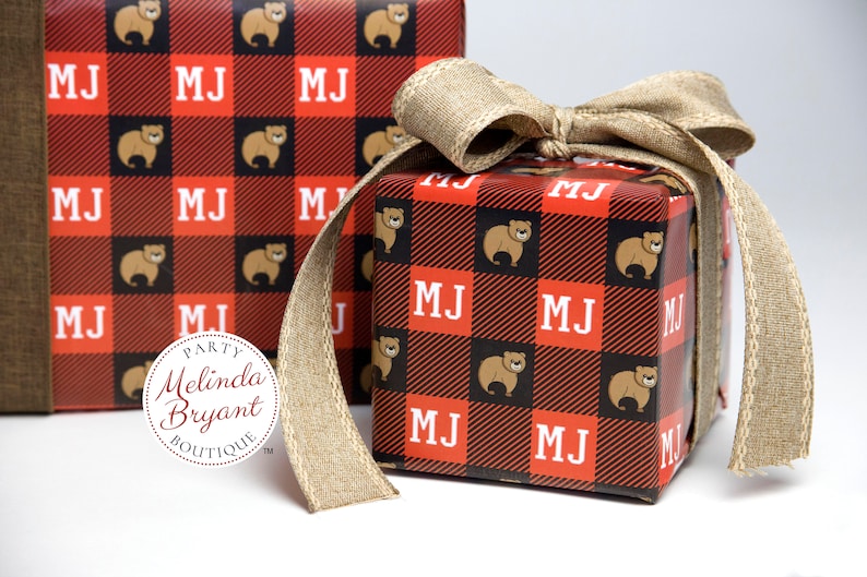 Personalized Buffalo Check Gift Wrap Perfect for First Birthday or ...