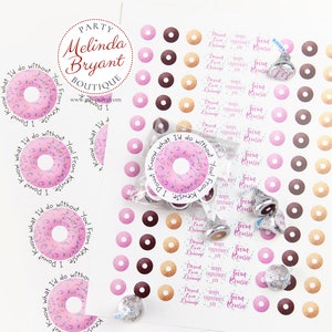 Kids Personalized Valentines Pink Donut Themed Sticker Sheets, Kit ...