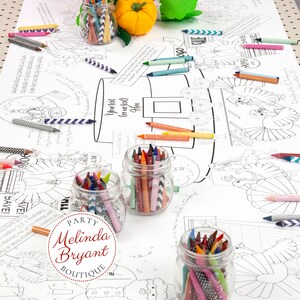 Thanksgiving Kids Table Decor Coloring Tablecloth Turkey - Etsy
