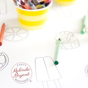 Summer Lemonade Stand Birthday Party Personalized Coloring Tablecloth ...