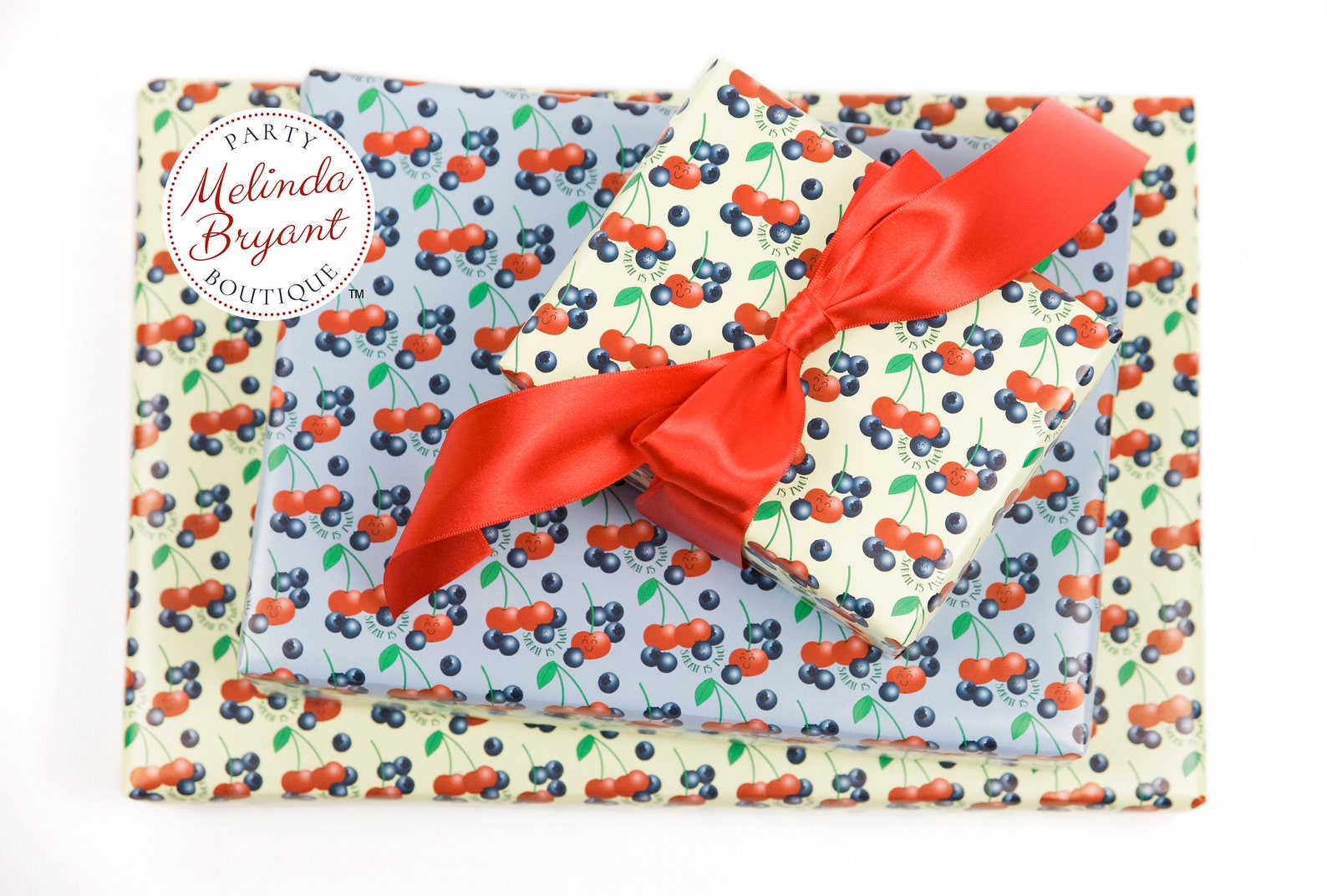 Blueberry Colored Wrapping Paper With Personalized Text / Farmers ...