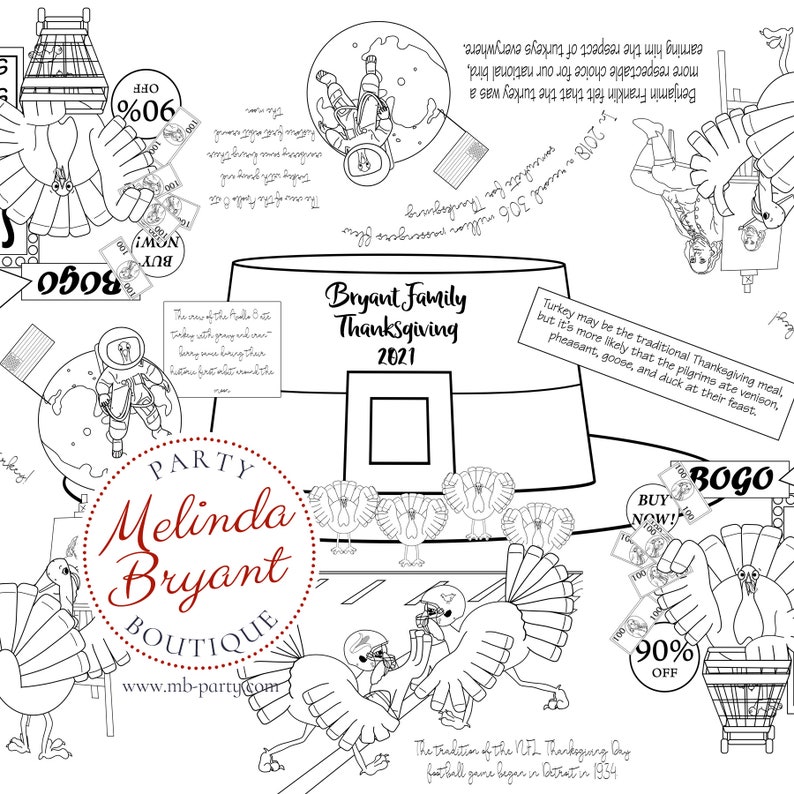 Thanksgiving Kids Table Decor Coloring Tablecloth Turkey | Etsy