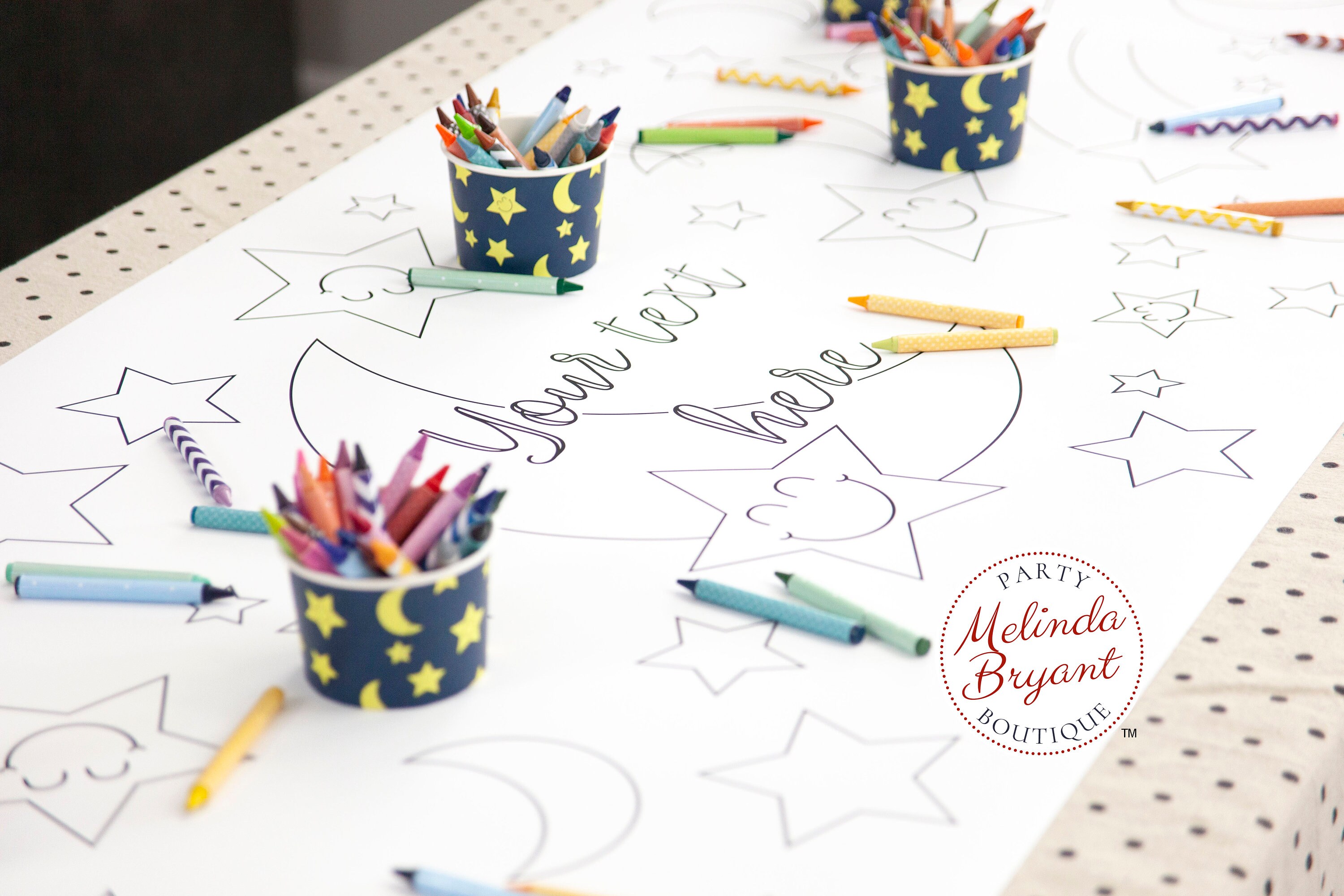 Moon and Stars Coloring Table Runner Personalized for Your | Etsy