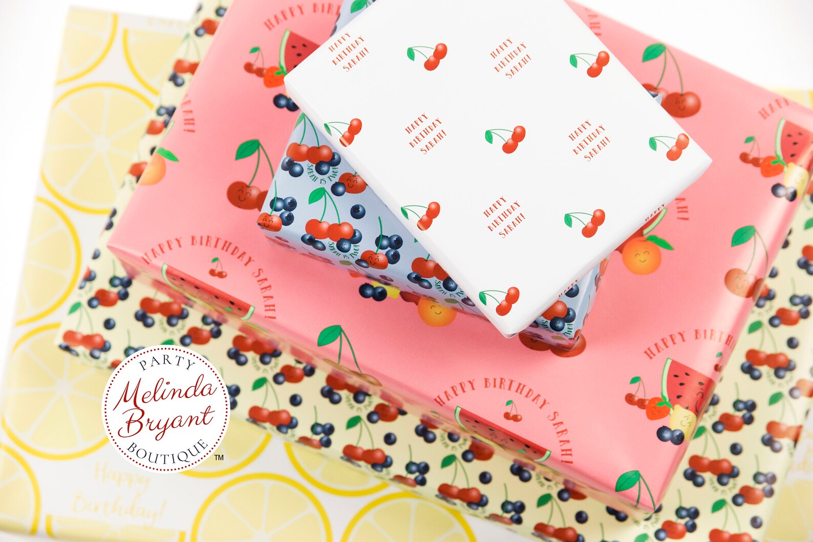 Cherry Themed Wrapping Paper With Personalized Text / Farmers Market ...